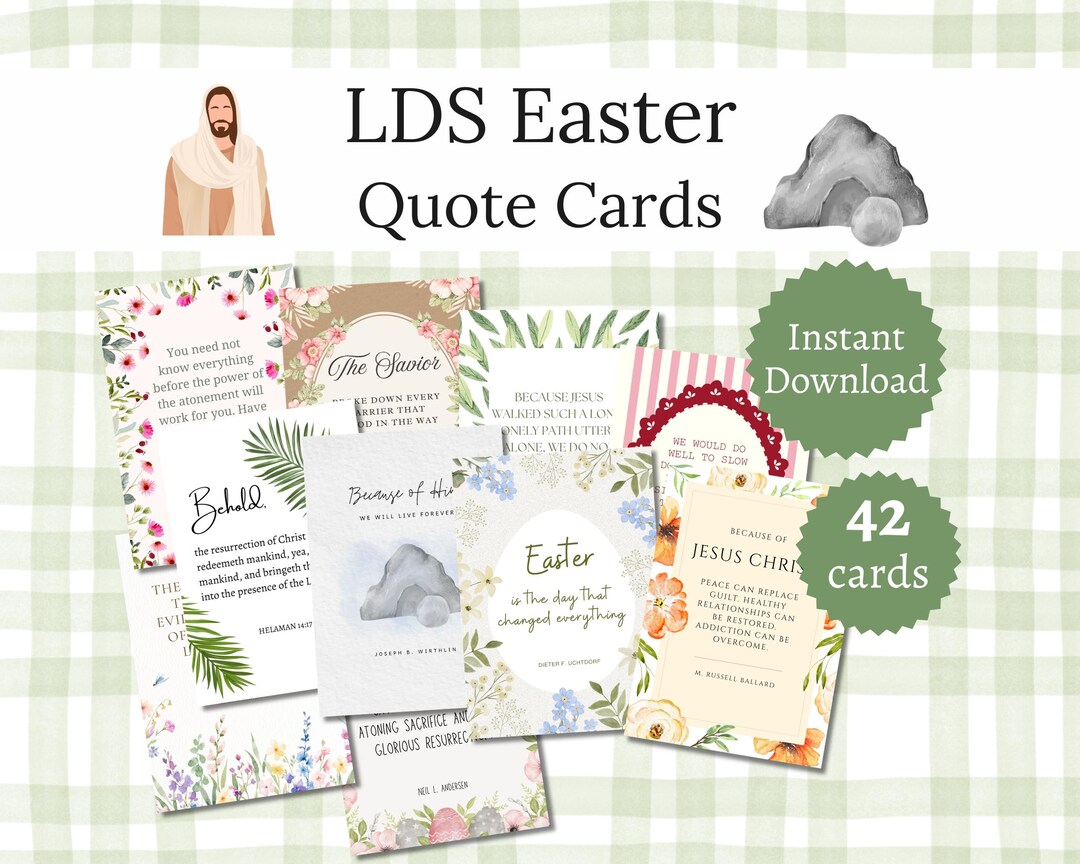LDS Easter Quote Cards, Printable Latter-day Saint He is Risen Handouts ...