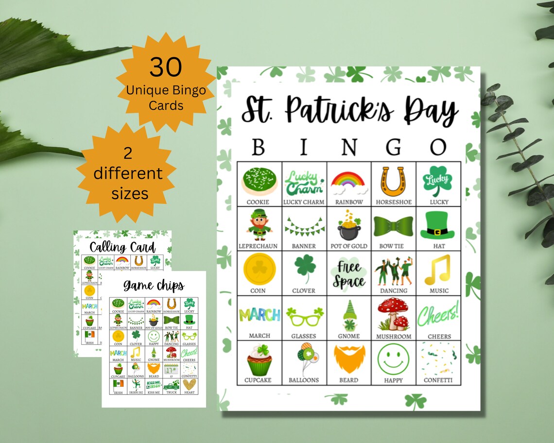 St. Patrick's Day Bingo Cards, Printable Leprechaun Activity, St ...
