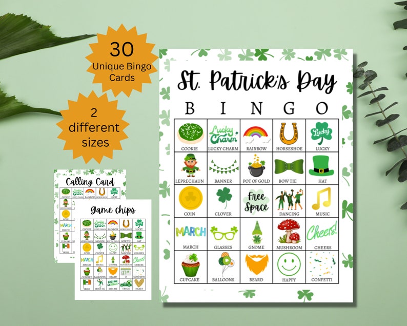 St. Patrick's Day Bingo Cards, Printable Leprechaun Activity, St ...