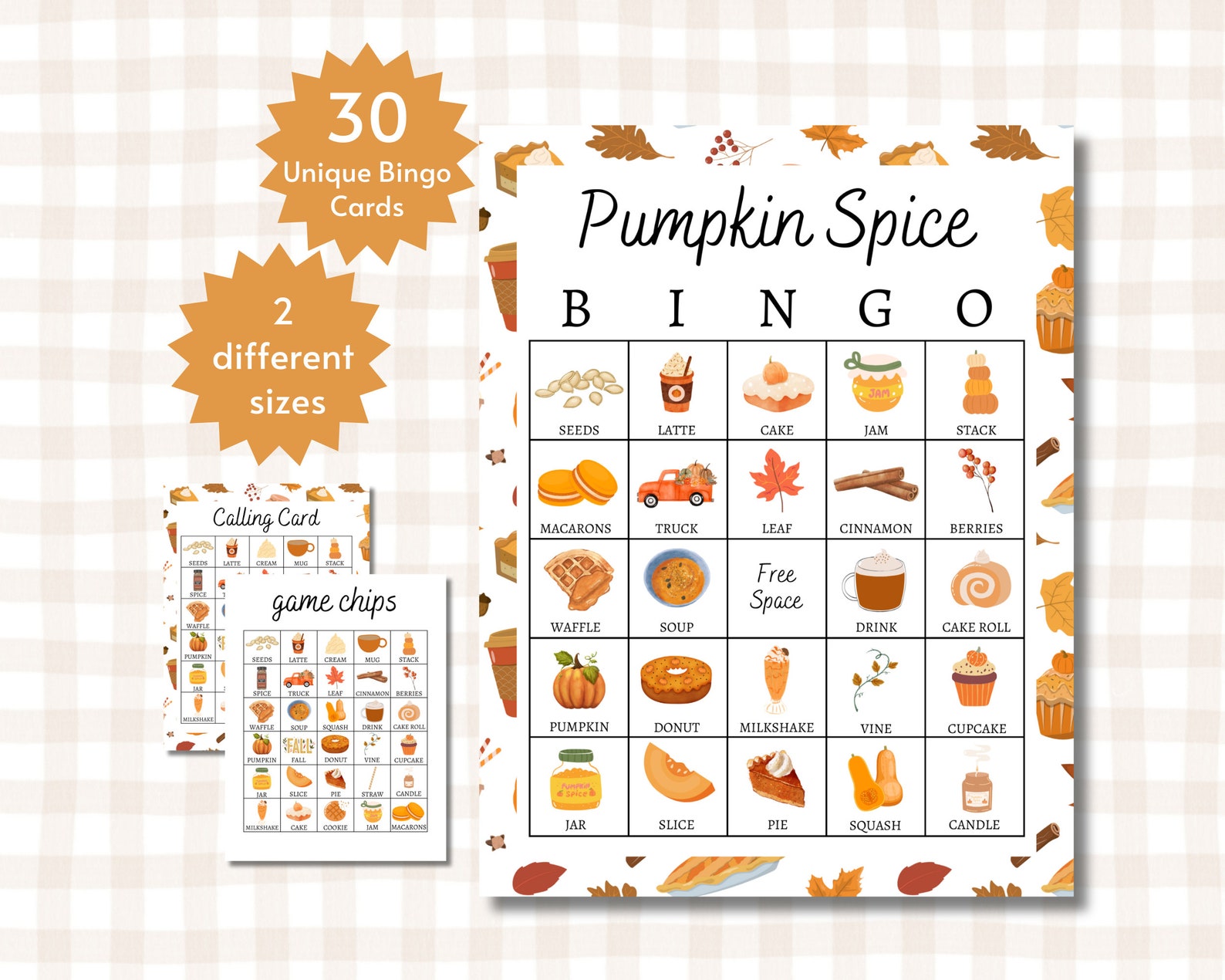 Pumpkin Spice Bingo Cards Bundle, Printable Autumn Party Game, Fall ...