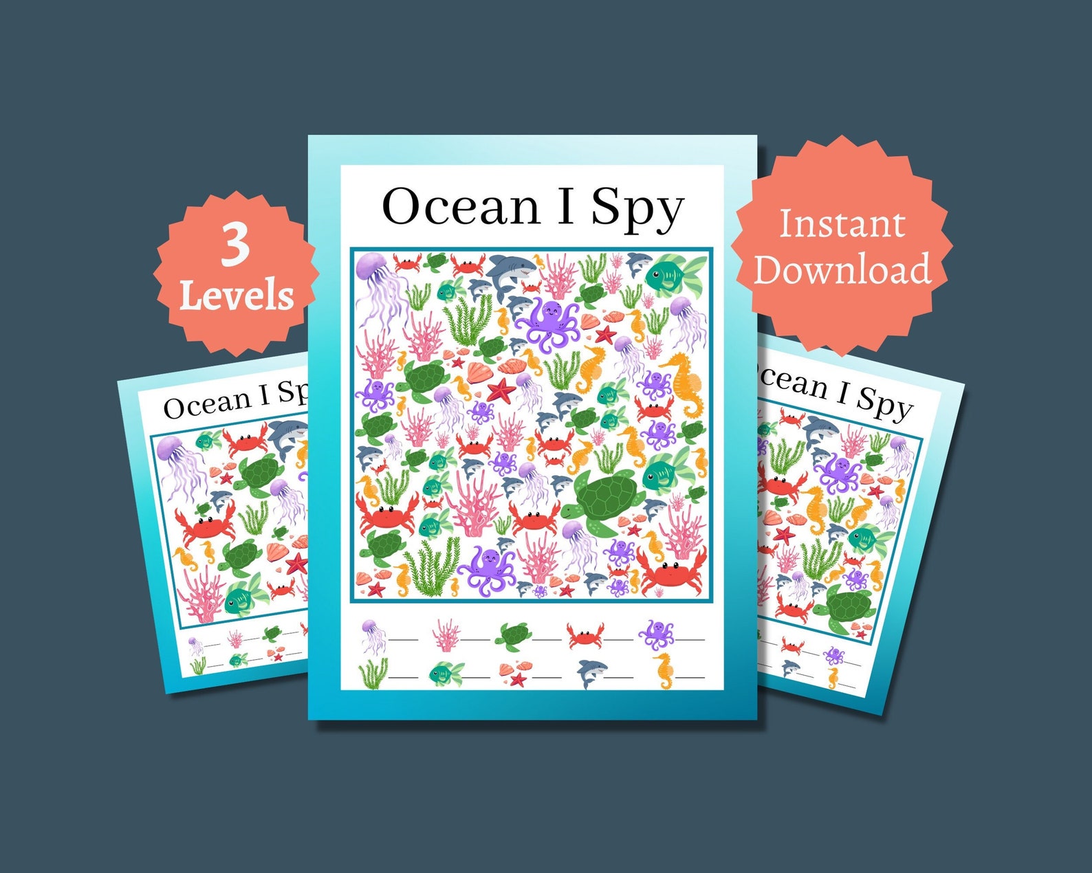 Ocean I Spy Game, Under the Sea Games, Ocean Party Printables, Under ...