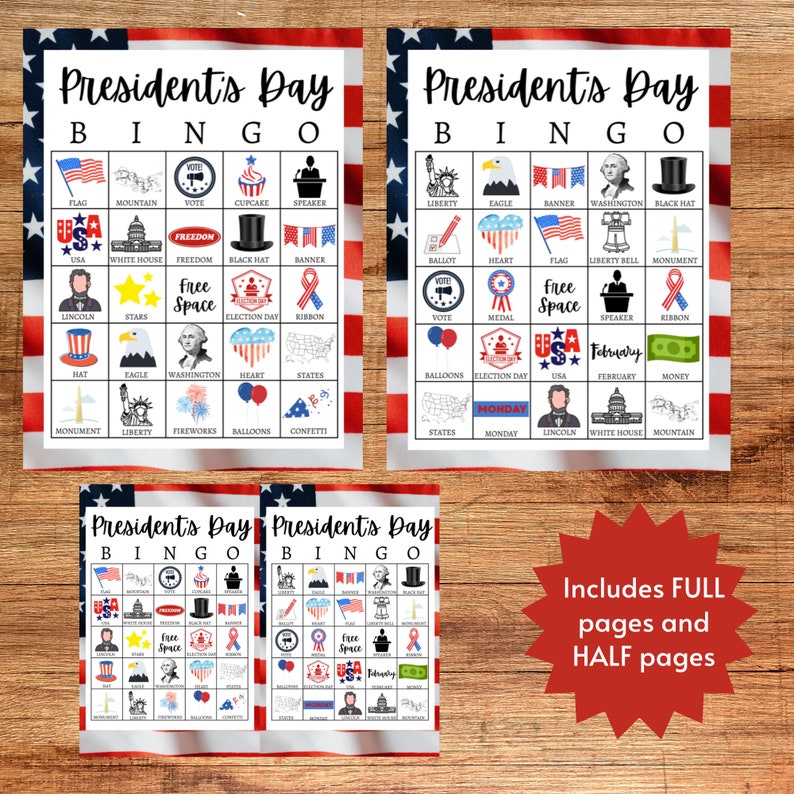 President's Day Bingo, Printable Party Game for Kids, Teens, and Adults ...
