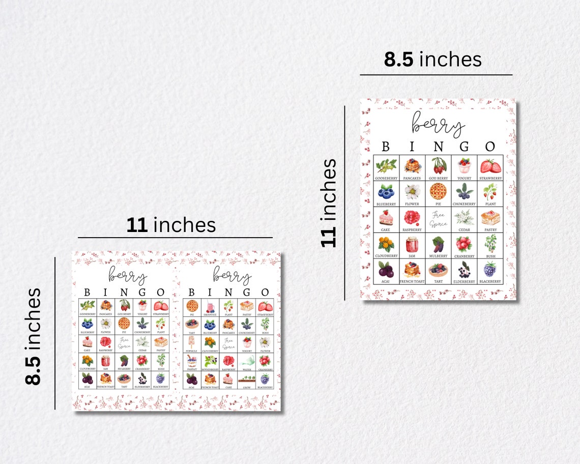 Berry Bingo Cards, Printable Berries Themed Party Game for All Ages ...