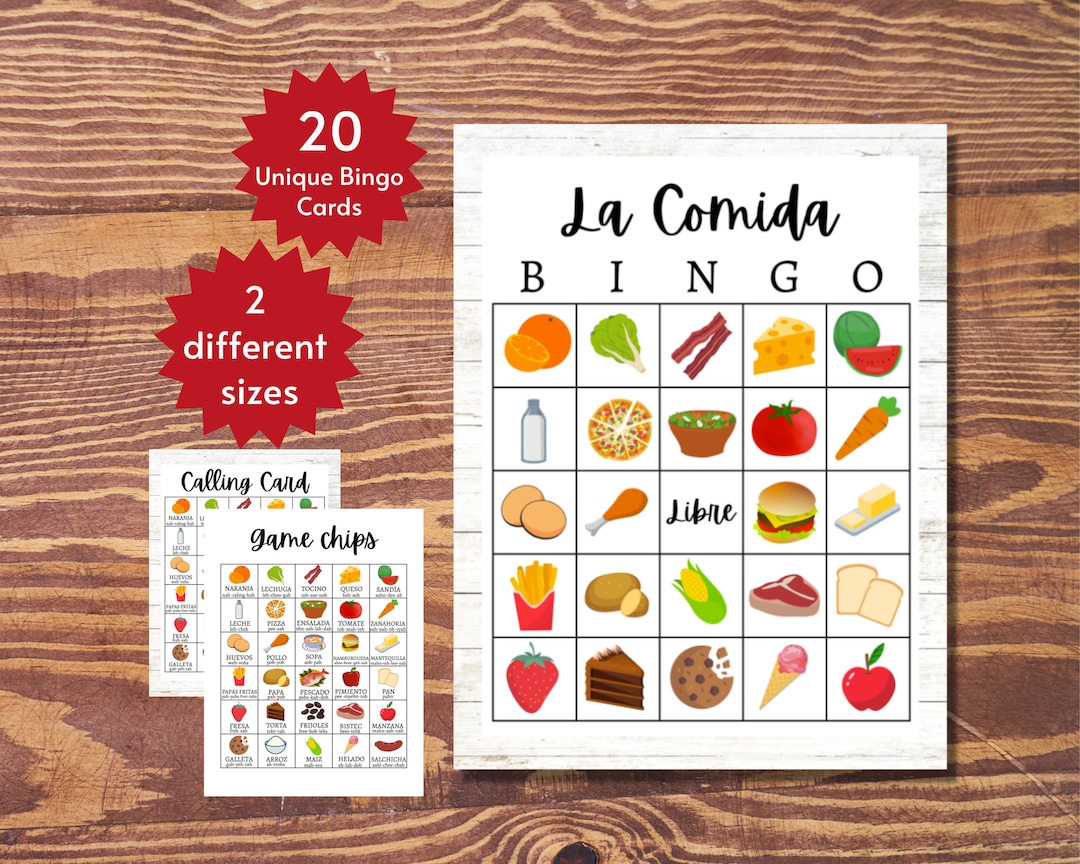 Spanish Food Bingo Game, Printable Spanish Learning Activity for Kids ...