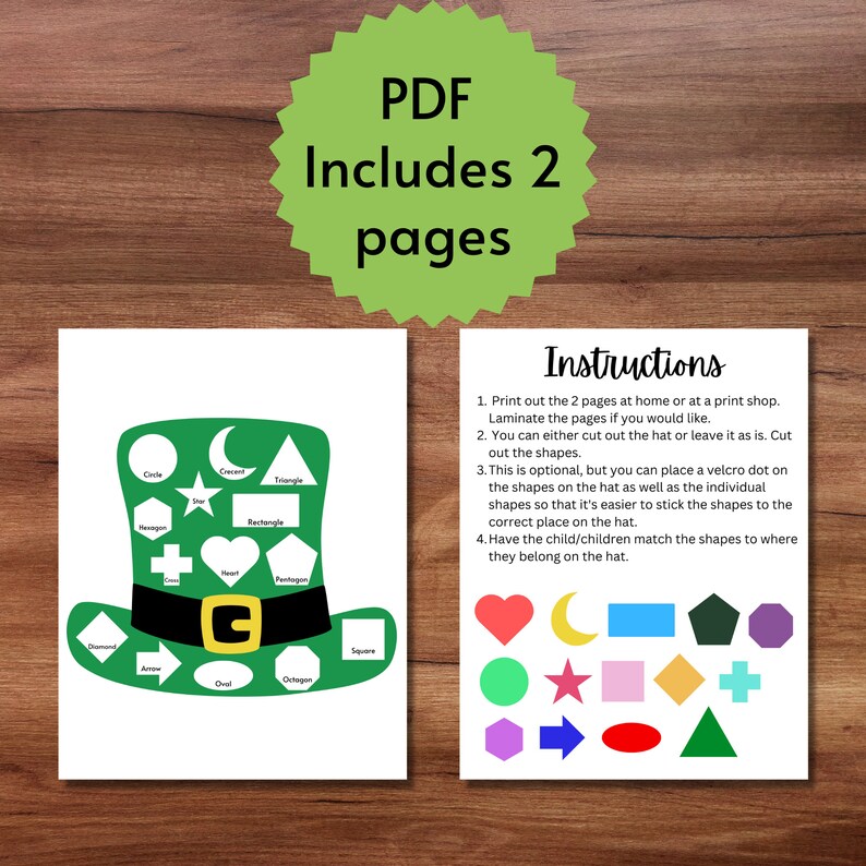 Leprechaun Hat Shapes Learning Activity, Printable St. Patrick's Day ...