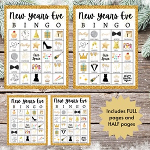 New Year's Eve Bingo Cards, Printable Holiday Party Game for Kids ...