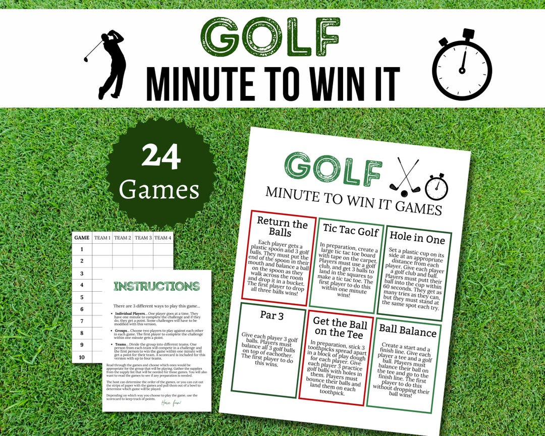 Golf Minute to Win It Party Games, Printable Indoor Golf Activities for ...