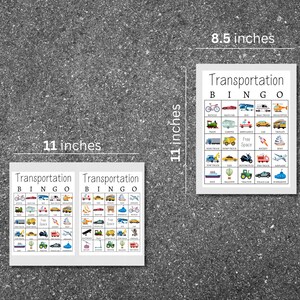 Transportation Bingo Cards, Printable Learning Activity for Kids ...