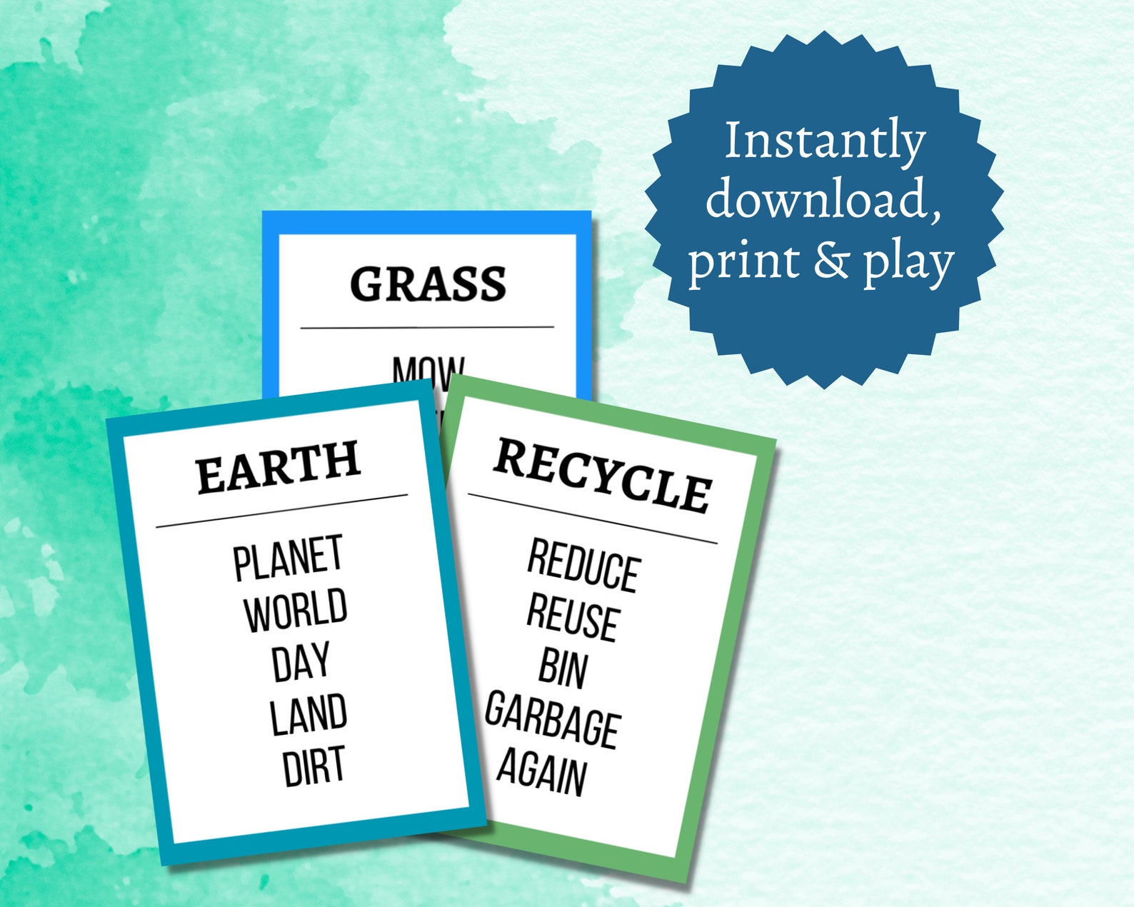 Earth Day Taboo Card Game, Printable Earth Day Party Game for Kids ...