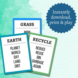 Earth Day Taboo Card Game, Printable Earth Day Party Game for Kids ...