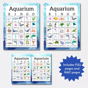 Aquarium Bingo Cards, Printable Under the Sea Party Game, Ocean ...