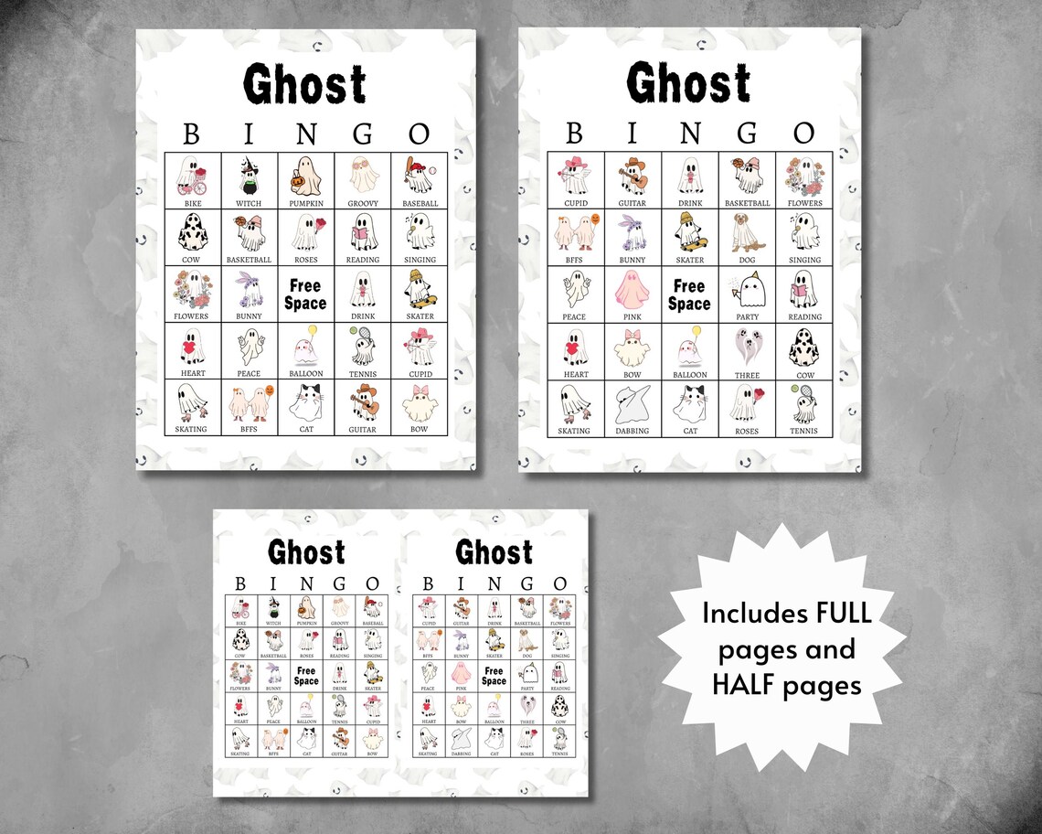 Ghost Bingo Cards, Halloween Party Game for Kids, Teens, and Adults ...