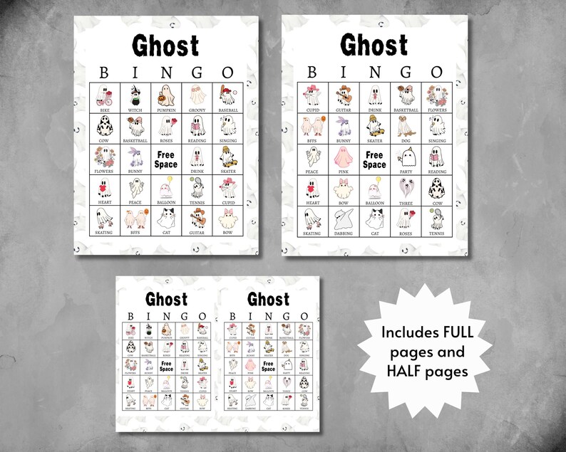 Ghost Bingo Cards, Halloween Party Game for Kids, Teens, and Adults ...