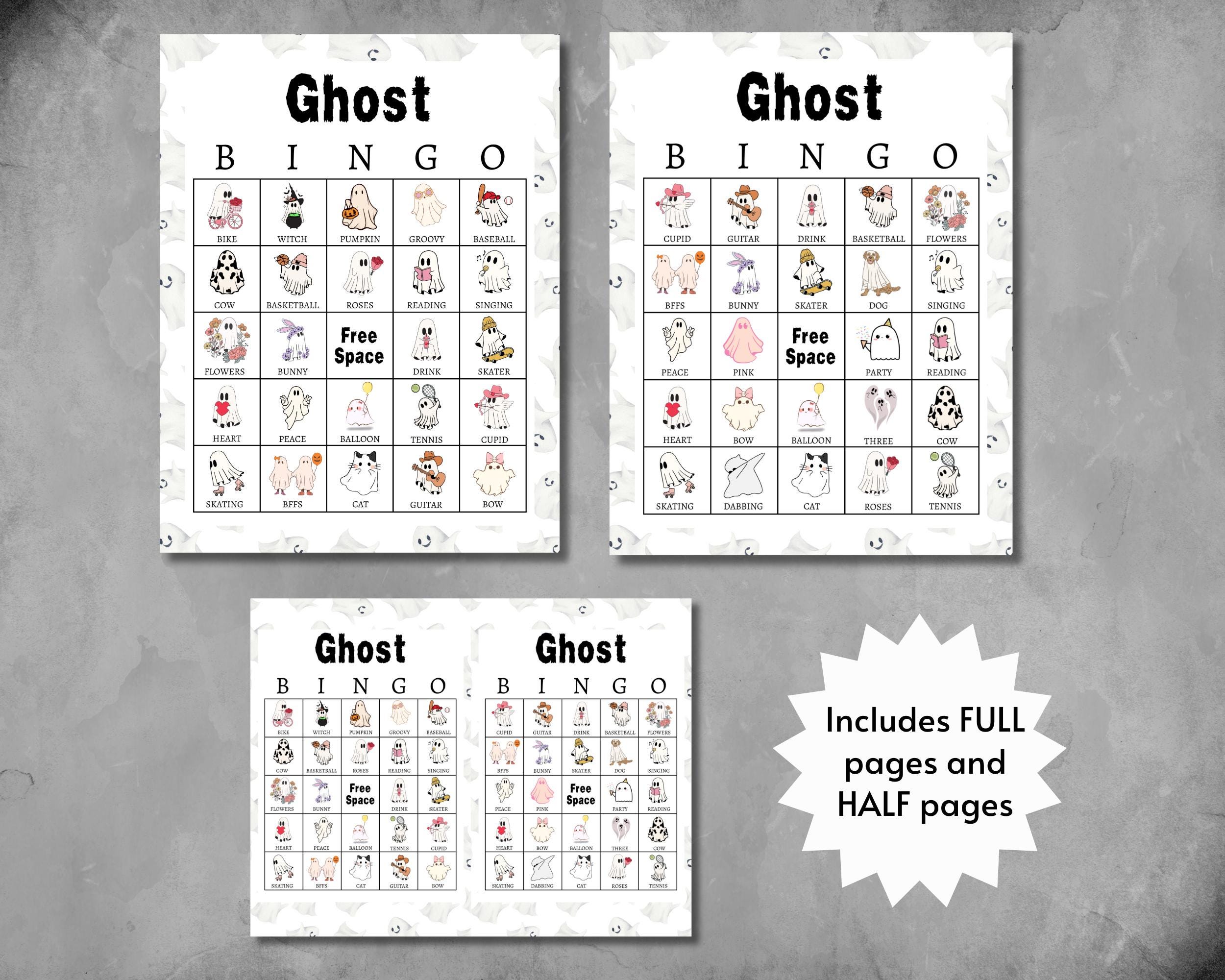 Ghost Bingo Cards, Halloween Party Game for Kids, Teens, and Adults ...