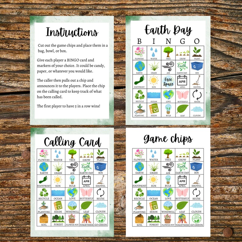 Earth Day Bingo Cards, Printable Earth Day Party Game for Groups, Fun ...