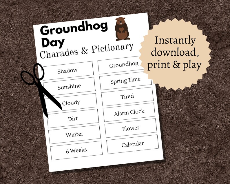 Groundhog Day Games, Printable Groundhog Day Charades and Pictionary ...