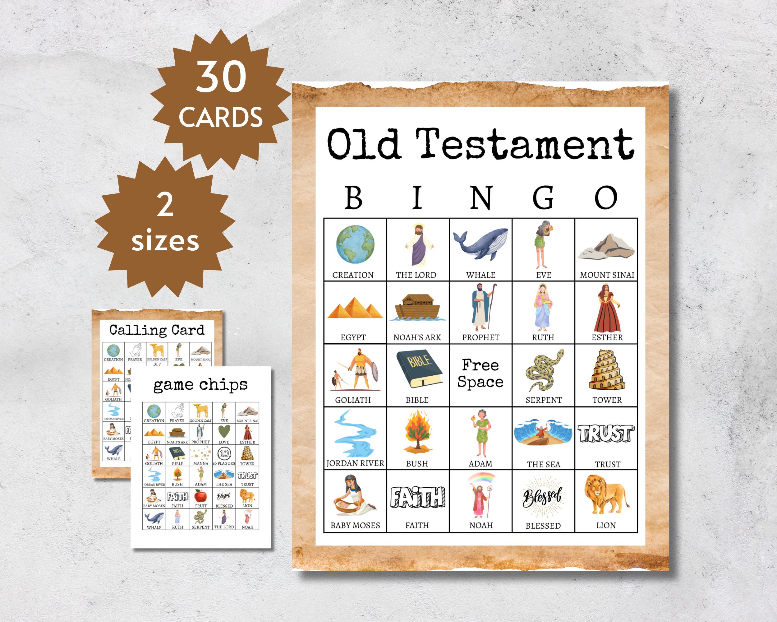 Old Testament Bingo Cards, Printable Bible Party Game for Kids, Teens ...