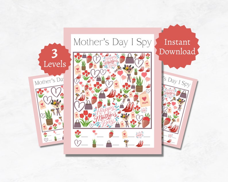 Mother's Day I Spy Game, Printable Mother's Day Party Game for Kids ...