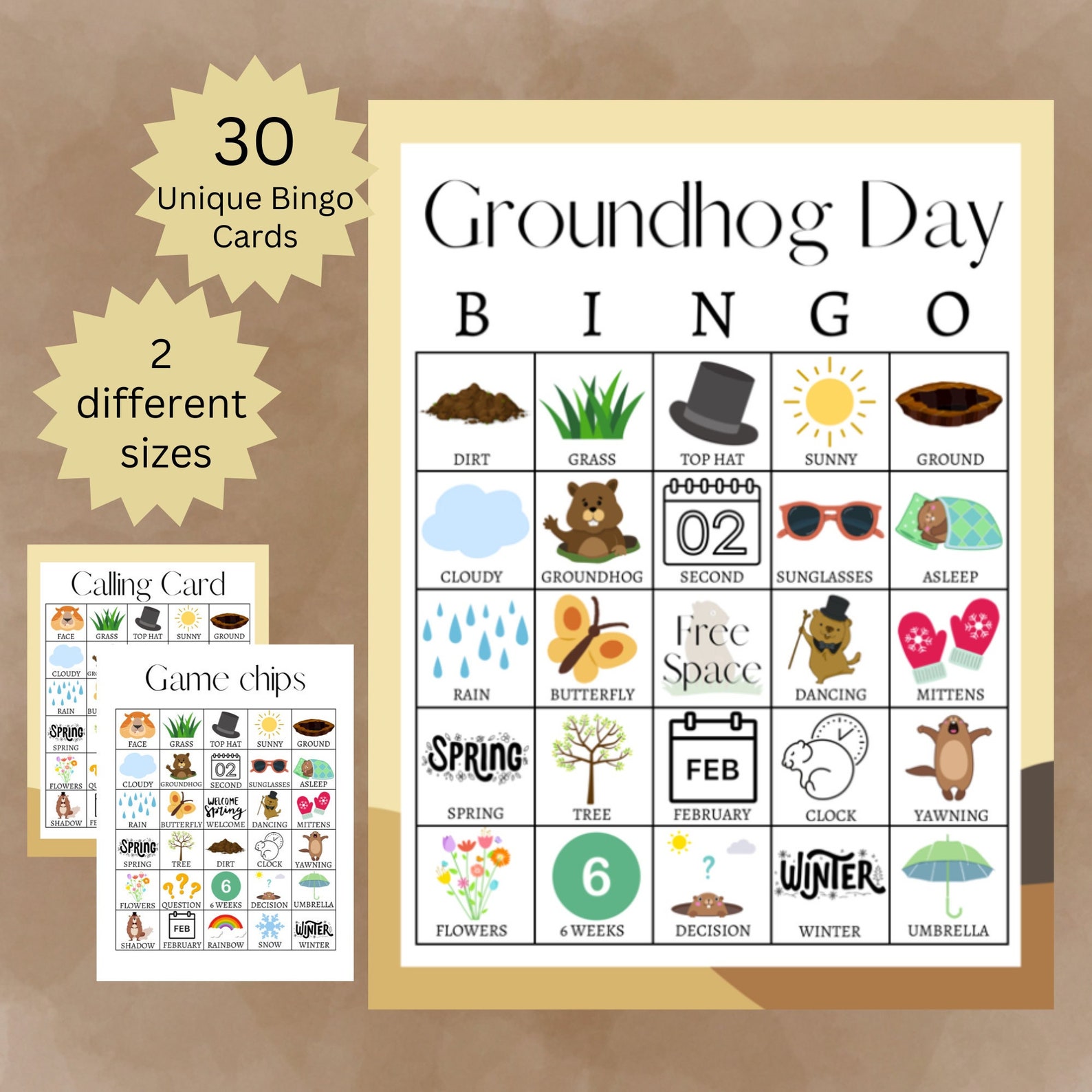 Groundhog Day Bingo Groundhog Day Activity Groundhog Day - Etsy