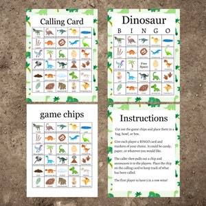 Dinosaur Bingo Cards, Printable Dinosaur-themed Party Game for Kids ...