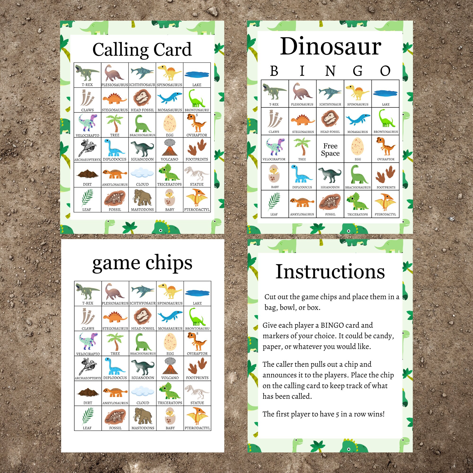 Dinosaur Bingo Cards, Printable Dinosaur-themed Party Game for Kids ...