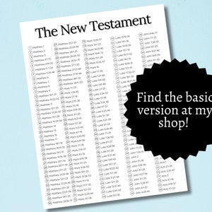 One Year New Testament Reading Chart, 365 Day Bible Reading Tracker ...