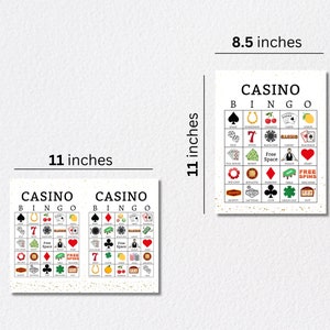 Casino Bingo Cards, Printable Las Vegas Party Game for Kids, Teens, and ...