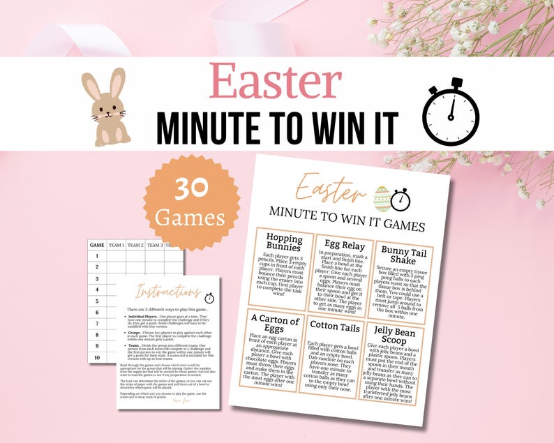 Easter Minute to Win It Bundle, Printable Easter Party Game for Kids ...