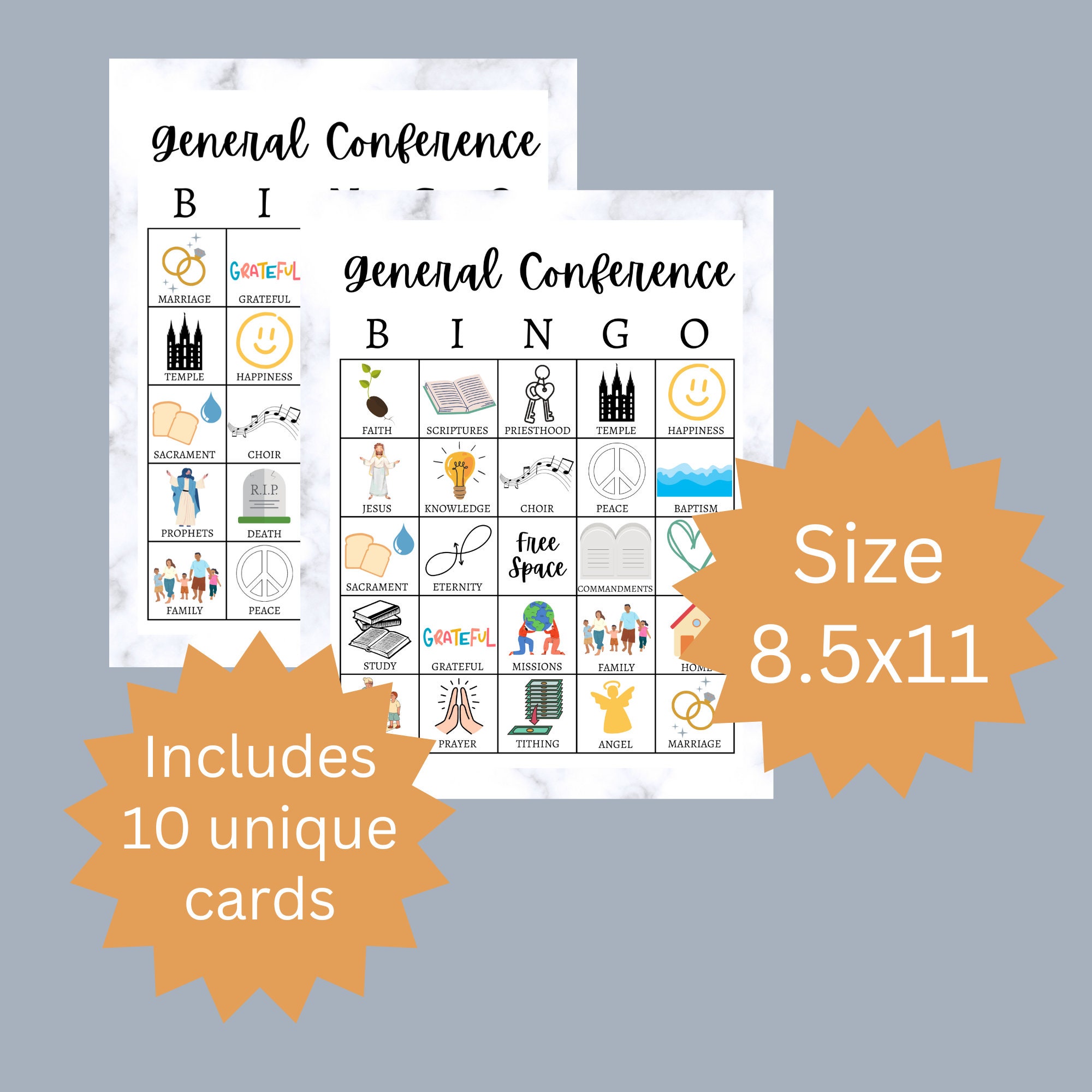 General Conference Bingo Cards, Printable LDS Church Games for Kids ...