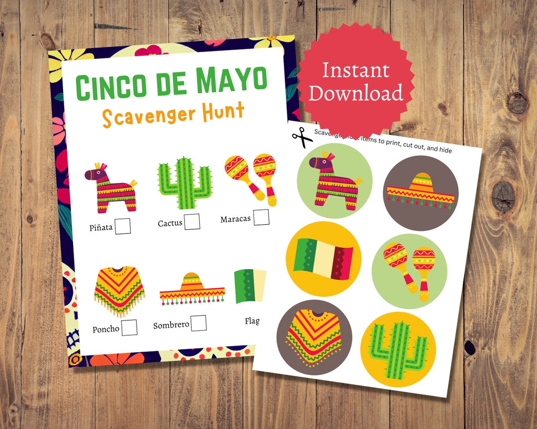 Cinco De Mayo Scavenger Hunt, May 5th Game for Little Kids, Printable ...