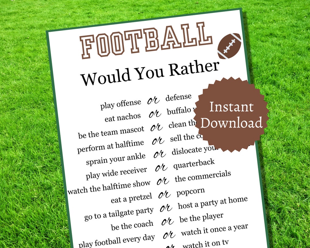 Football Would You Rather Game, Printable American Football Party Game ...
