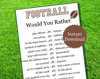 Printable Super Bowl Would You Rather This or That Game / for Kids ...