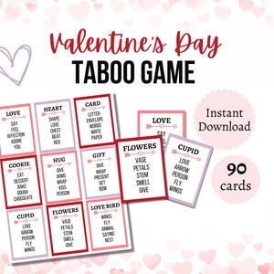 Valentine's Day Taboo Game, Printable Valentine's Party Game for Kids ...