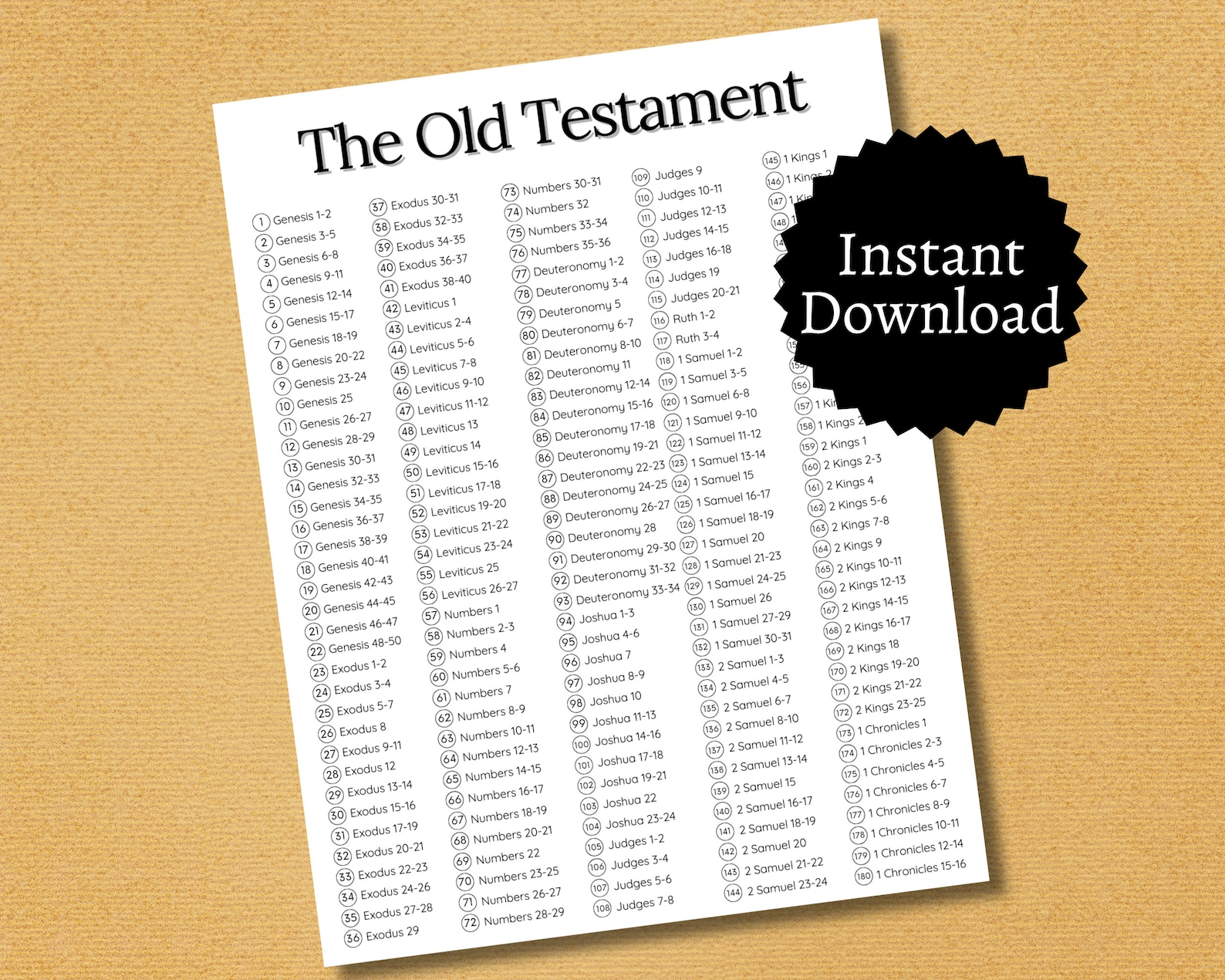 365 Days Old Testament Reading Chart, One Year Bible Reading Tracker ...
