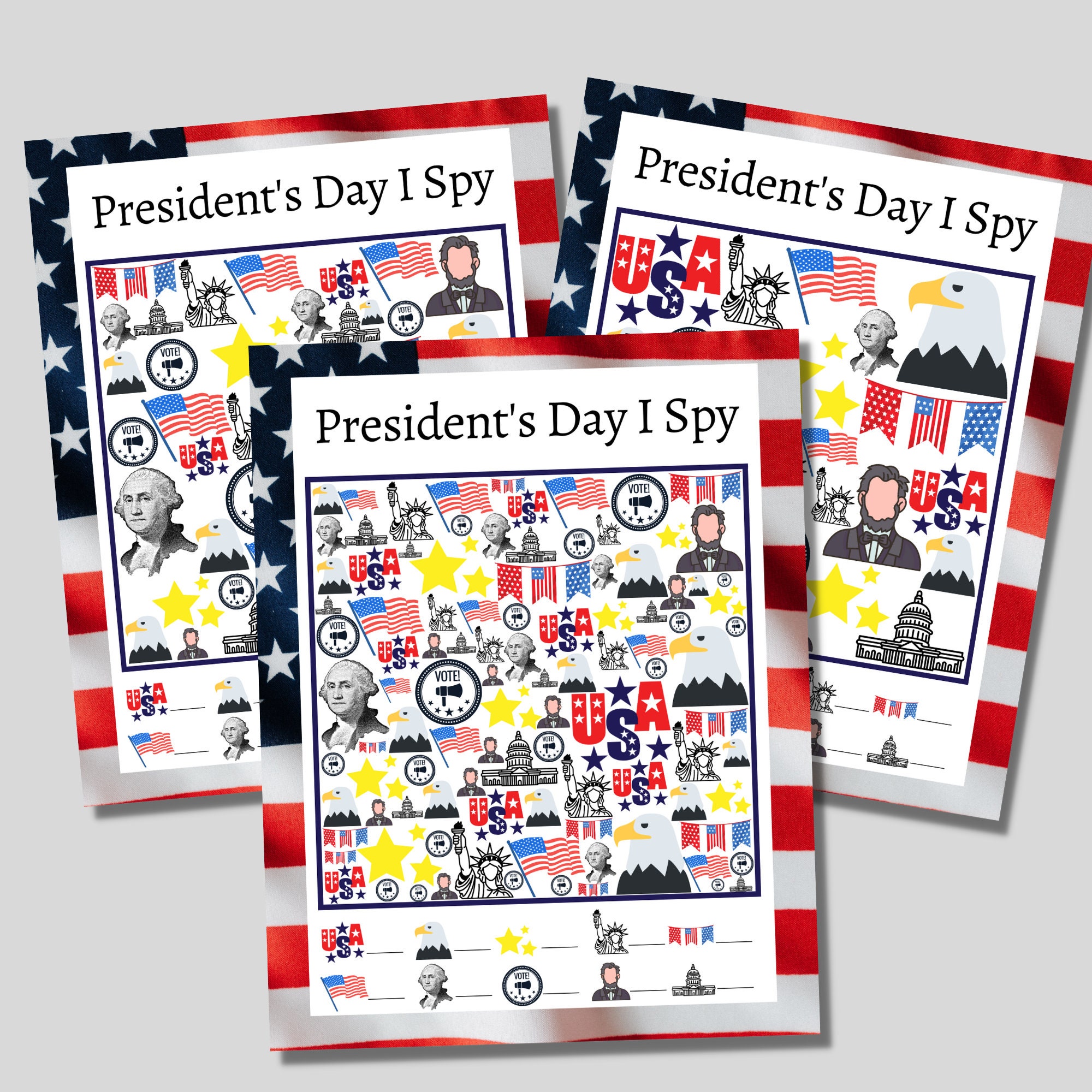 President's Day I Spy Game, Printable Presidents Counting Activity for ...