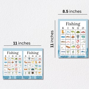 Fishing Bingo Cards, Fishing Birthday Party Game for Kids and Adults ...