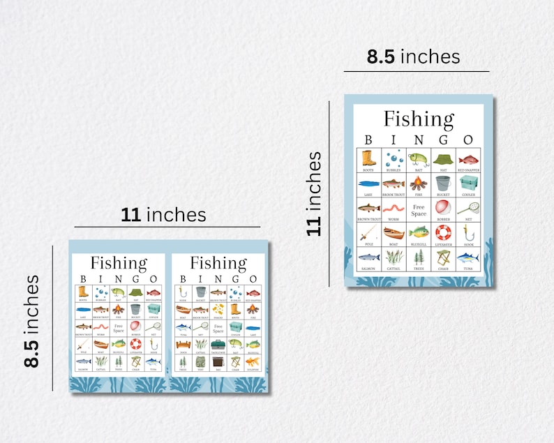 Fishing Bingo Cards, Fishing Birthday Party Game for Kids and Adults ...