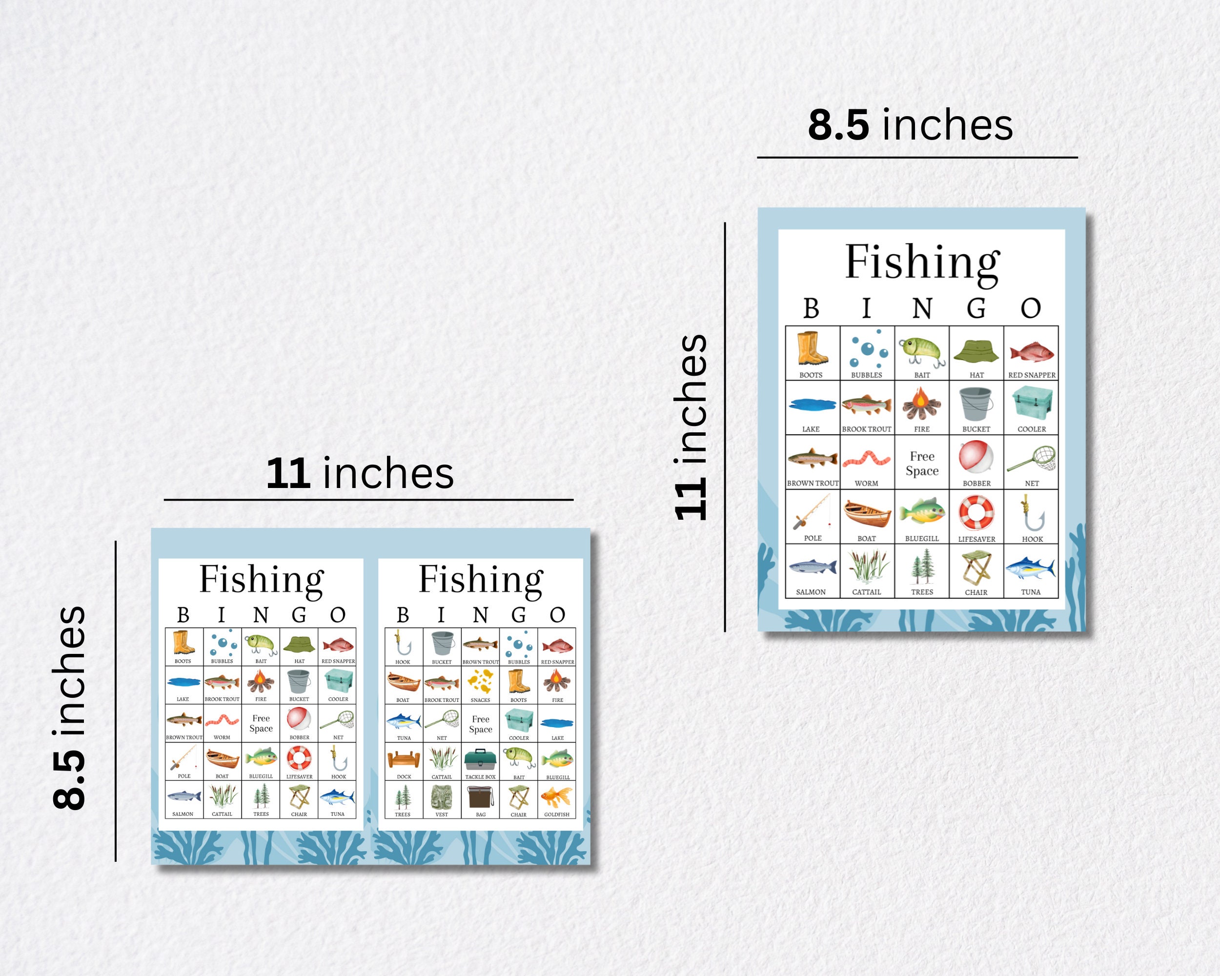 Fishing Bingo Cards, Fishing Birthday Party Game for Kids and Adults ...