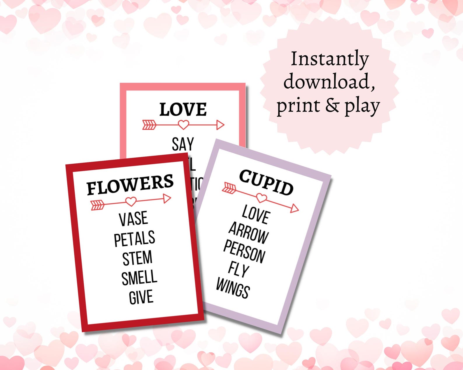Valentine's Day Taboo Game, Printable Valentine's Party Game for Kids ...