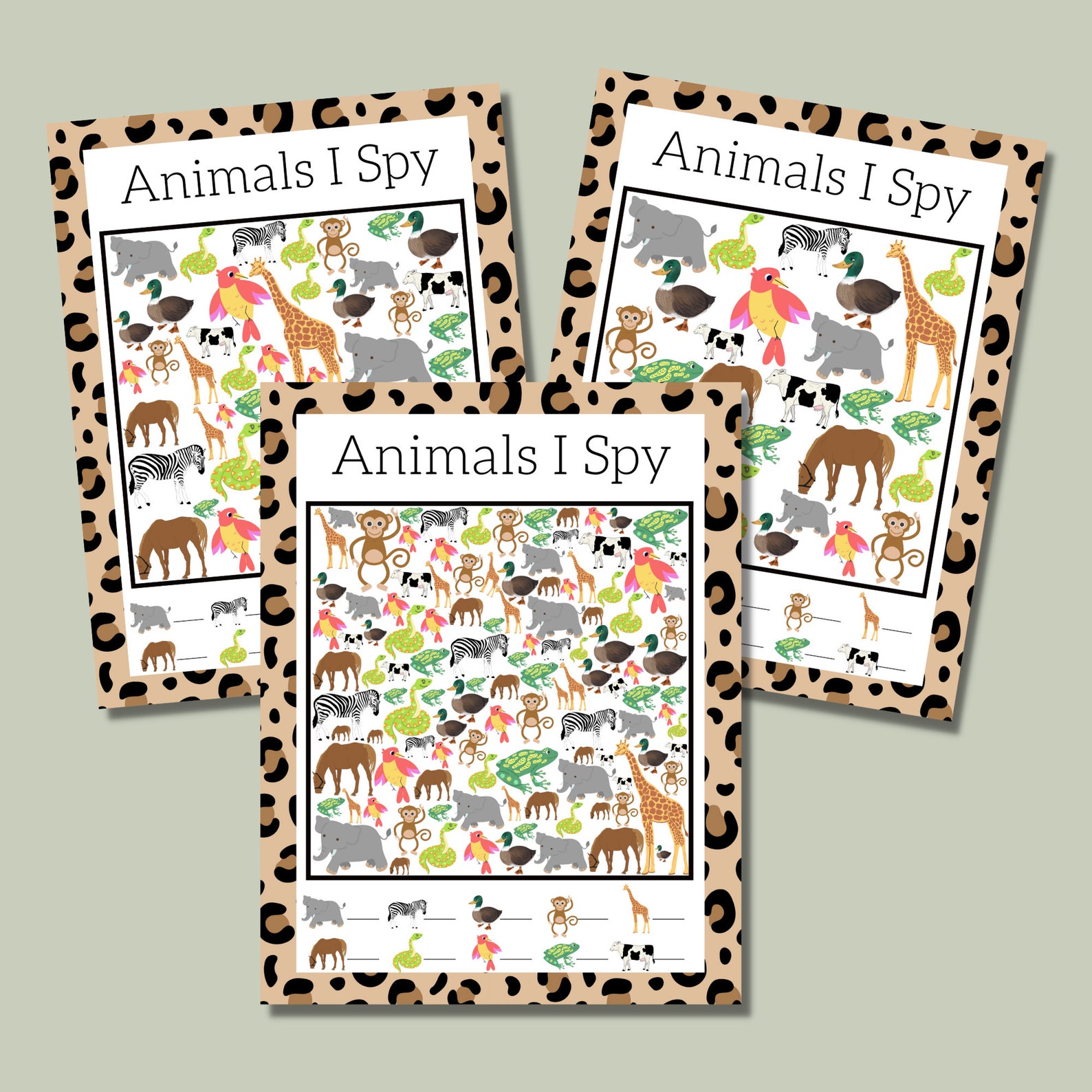 Animals I Spy Game, Animal Game for Kids, Printable Animals Learning ...