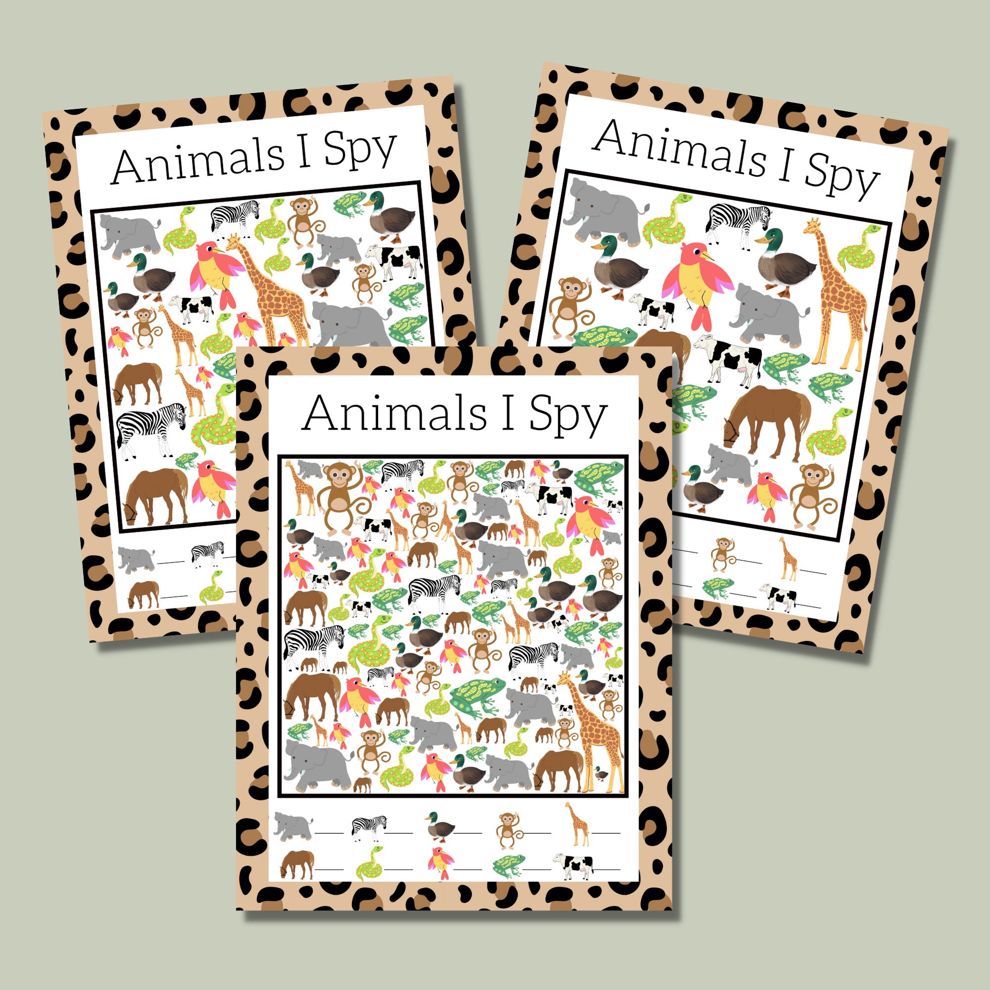 Animals I Spy Game, Animal Game for Kids, Printable Animals Learning ...