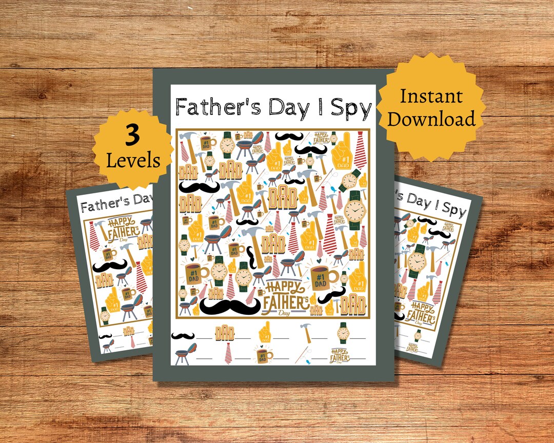 Father's Day I Spy Game, Printable Father's Day Activity Pages for Kids ...