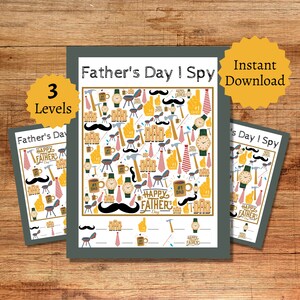 Father's Day I Spy Game, Printable Father's Day Activity Pages for Kids ...