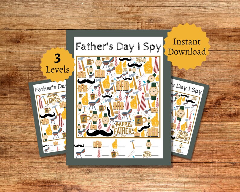Father's Day I Spy Game, Printable Father's Day Activity Pages for Kids ...