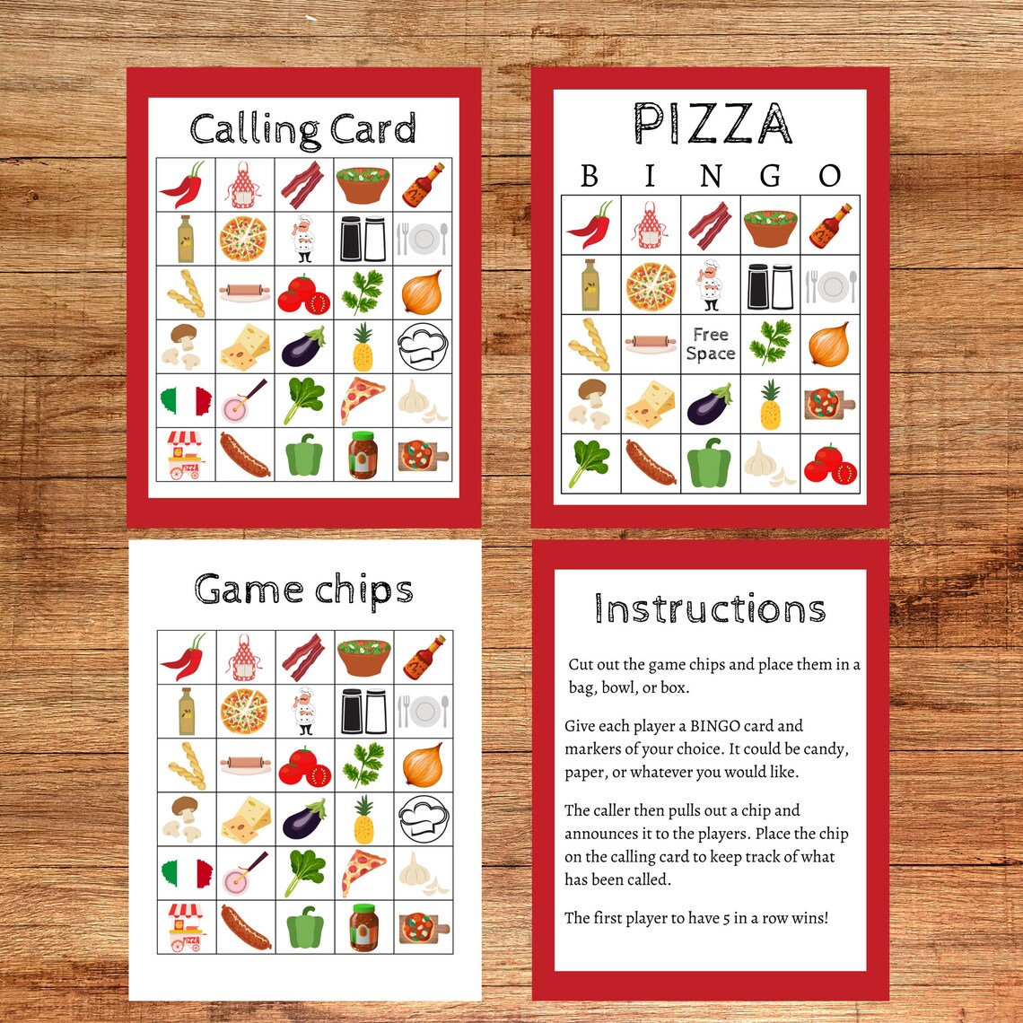 Pizza Bingo Cards, Printable Pizza Party Game for Kids, Teens, and ...