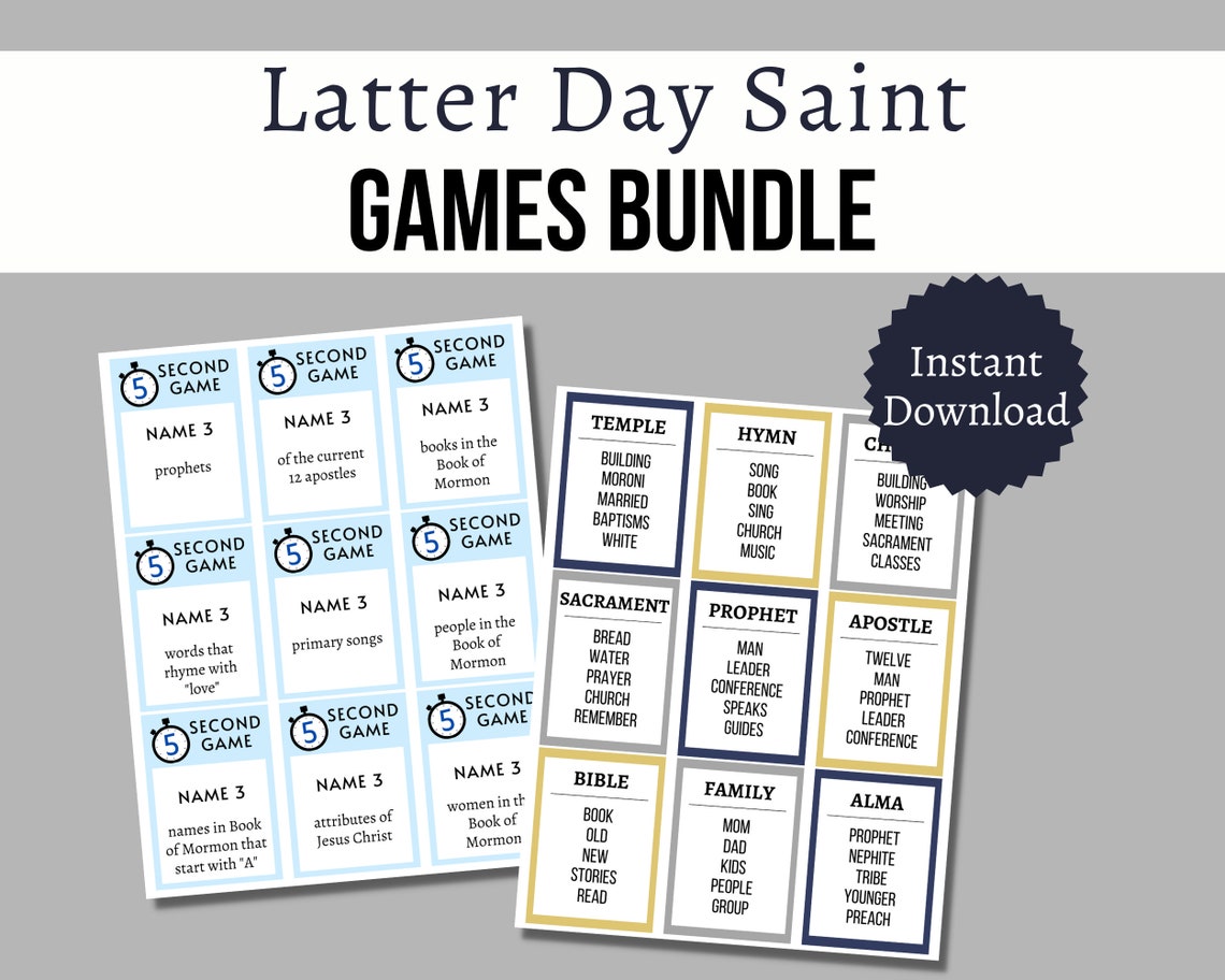 LDS Games Bundle, Printable LDS Games, Latter Day Saint Games, Book of ...