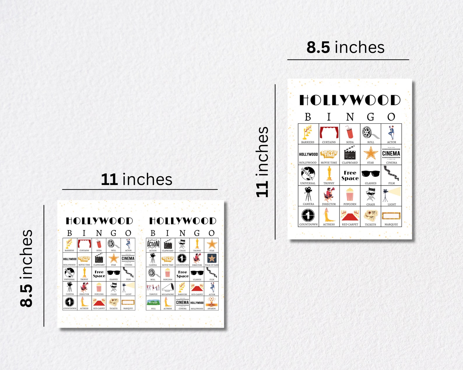 Hollywood Bingo Cards, Printable Movie Night Party Game, Includes Full ...