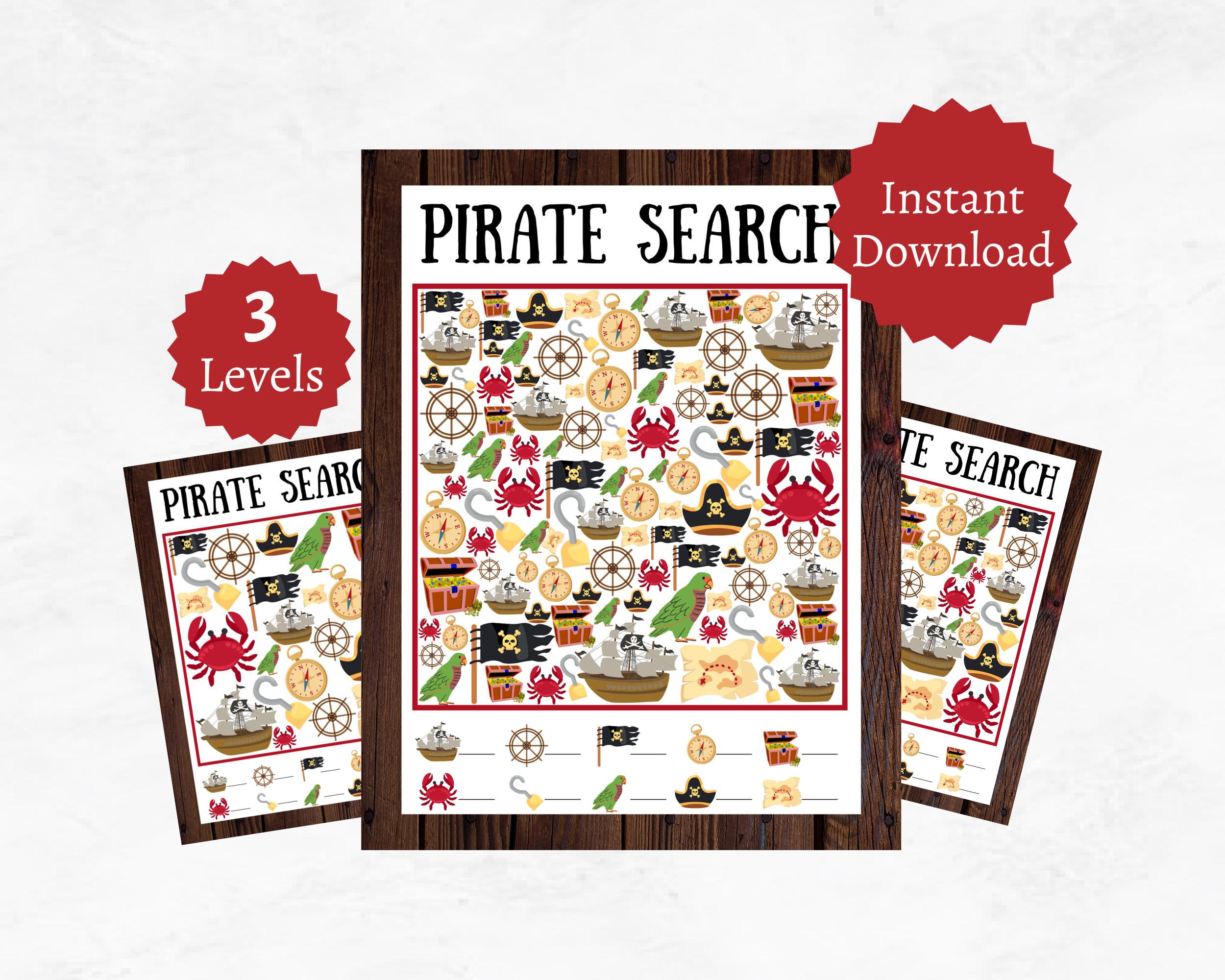 Pirate Search and Find Game, Printable Pirate-themed Party Game for ...
