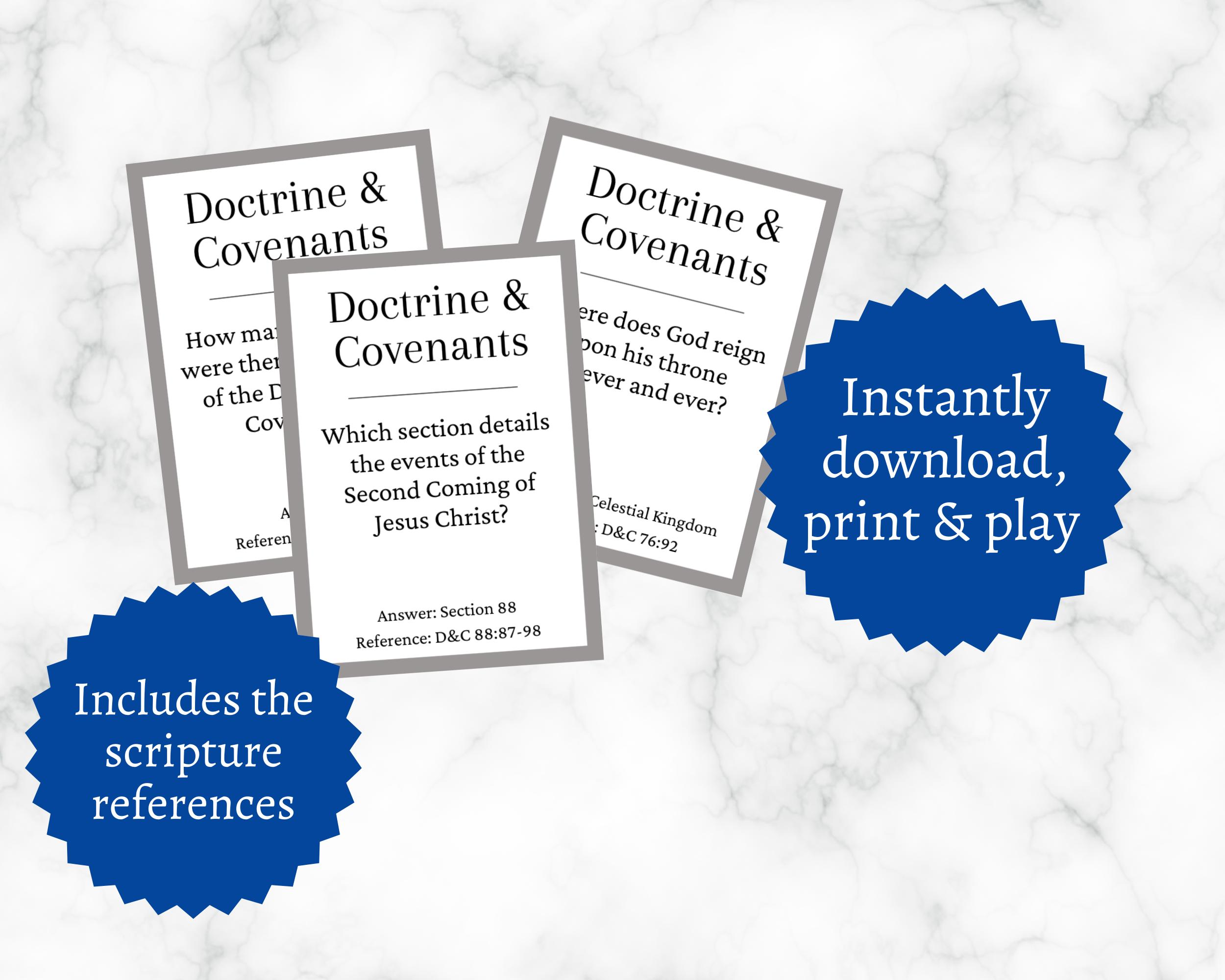 Doctrine and Covenants Trivia Cards, D&C Come Follow Me 2025 Activity ...