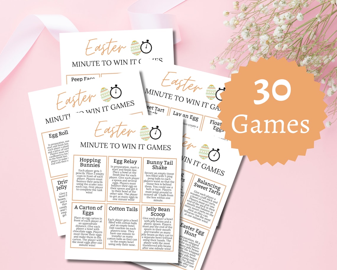 Easter Minute to Win It Bundle, Printable Easter Party Game for Kids ...